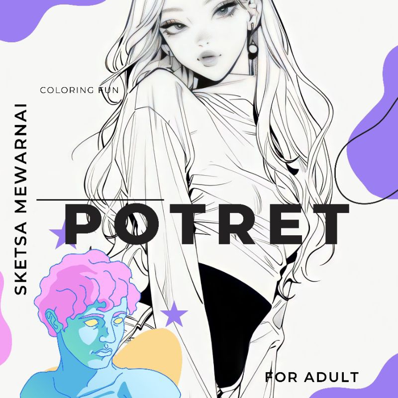 Jual Gambar Sketsa Mewarnai Tema Potrait Manusia Cewe Dan Cowo Isi 10 ...