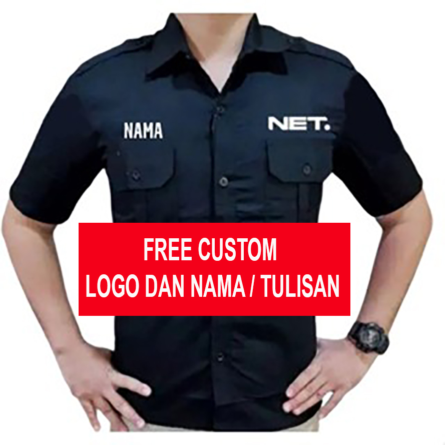 Jual CUSTOM LOGO NAMA Kemeja Kerja Seragam Karyawan PDH PDL LENGAN PENDEK | Shopee Indonesia