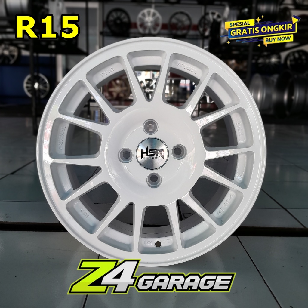 Jual Velk Mobil Ring 15 HSR FE02 R15 pcd 4x100 WHITE Rally Look bisa buat IGNIS BRIO JAZZ YARIS ...