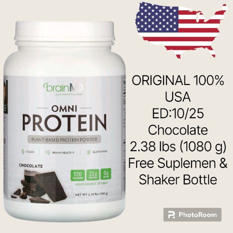 Jual BrainMD Omni Protein, Plant-Based Protein Powder, Chocolate, 2.38 ...