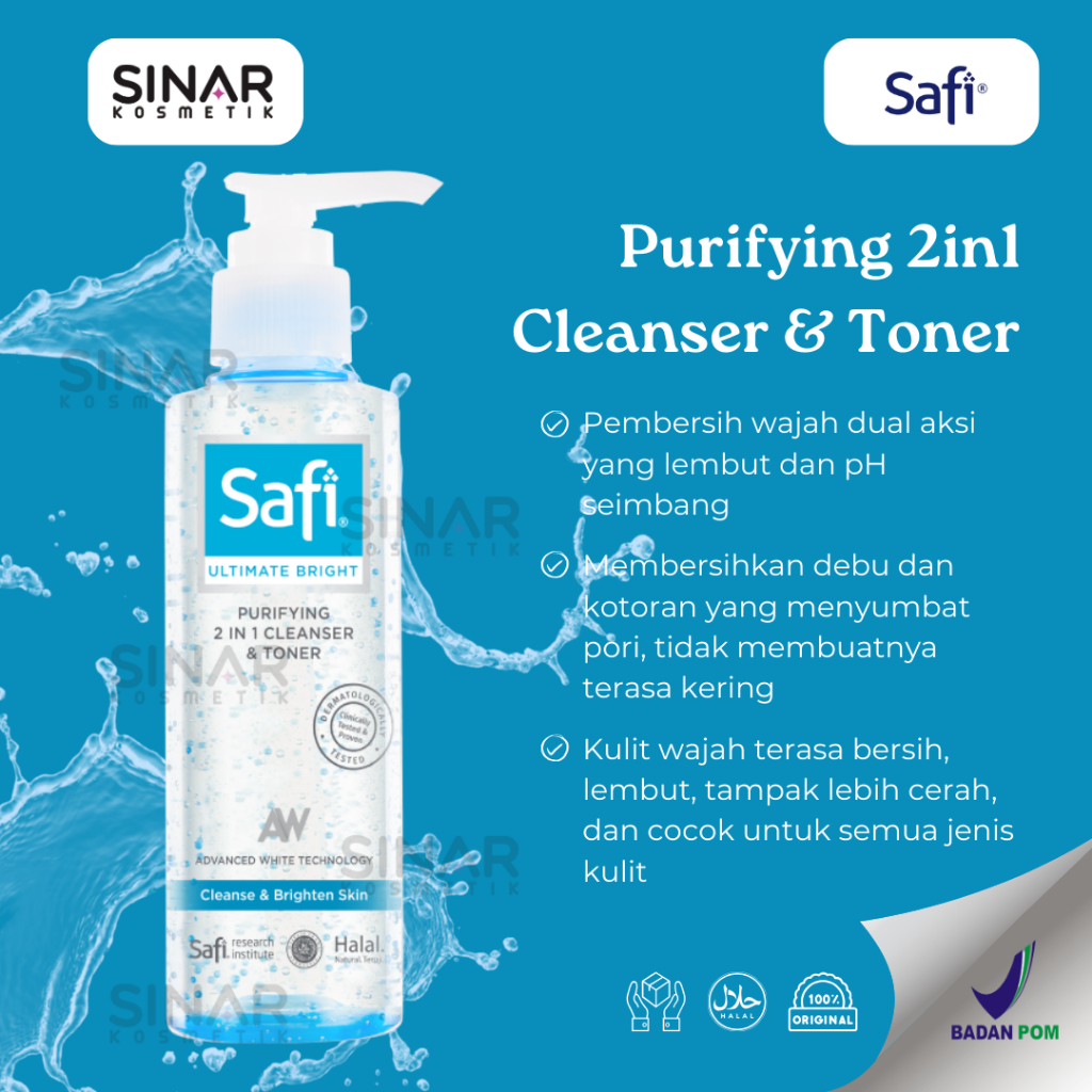 Jual Safi Ultimate Bright 2in1 Cleanser Toner New | Shopee Indonesia