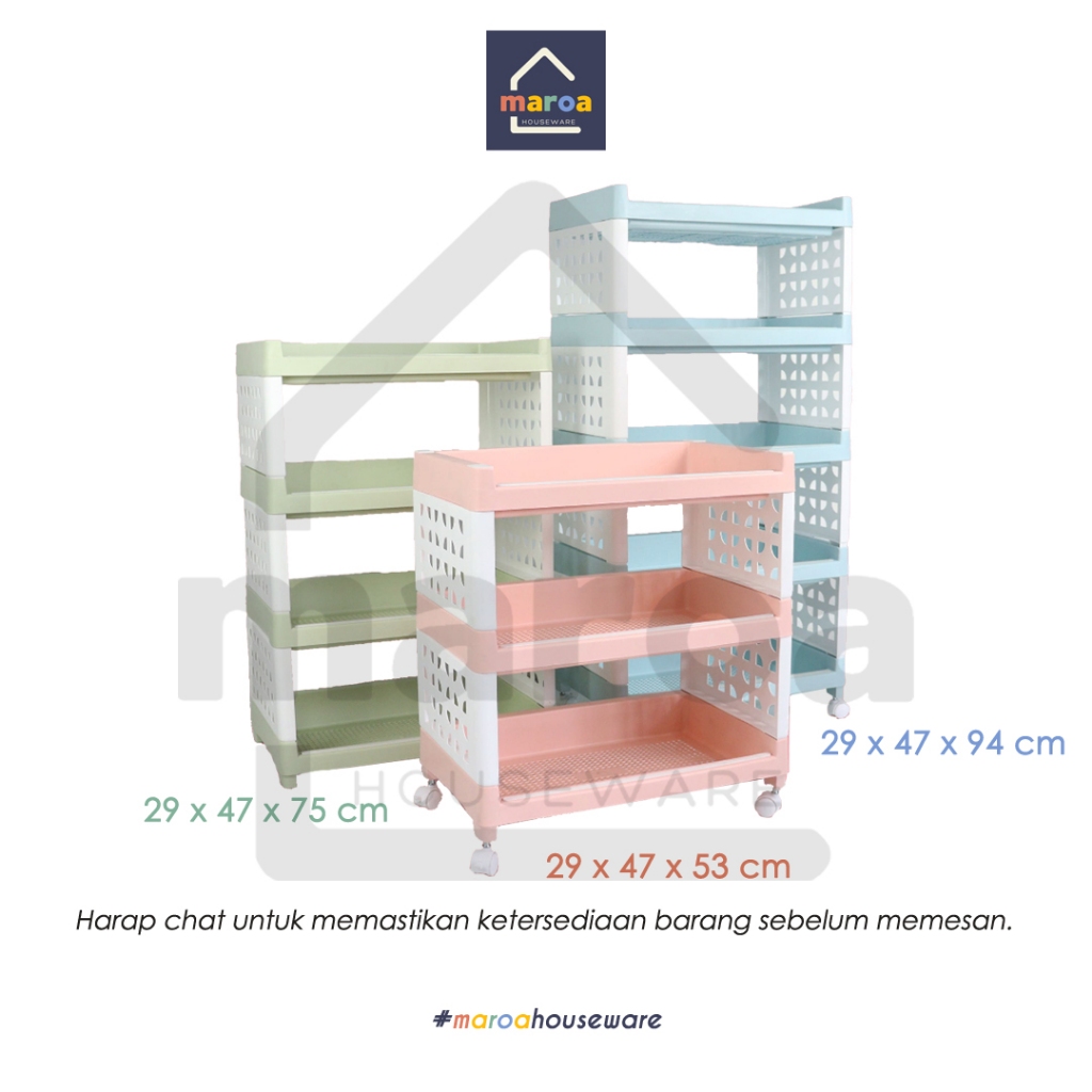 Jual Rak Multifungsi Serbaguna Besar Plastik Roda Susun Red House 003 ...