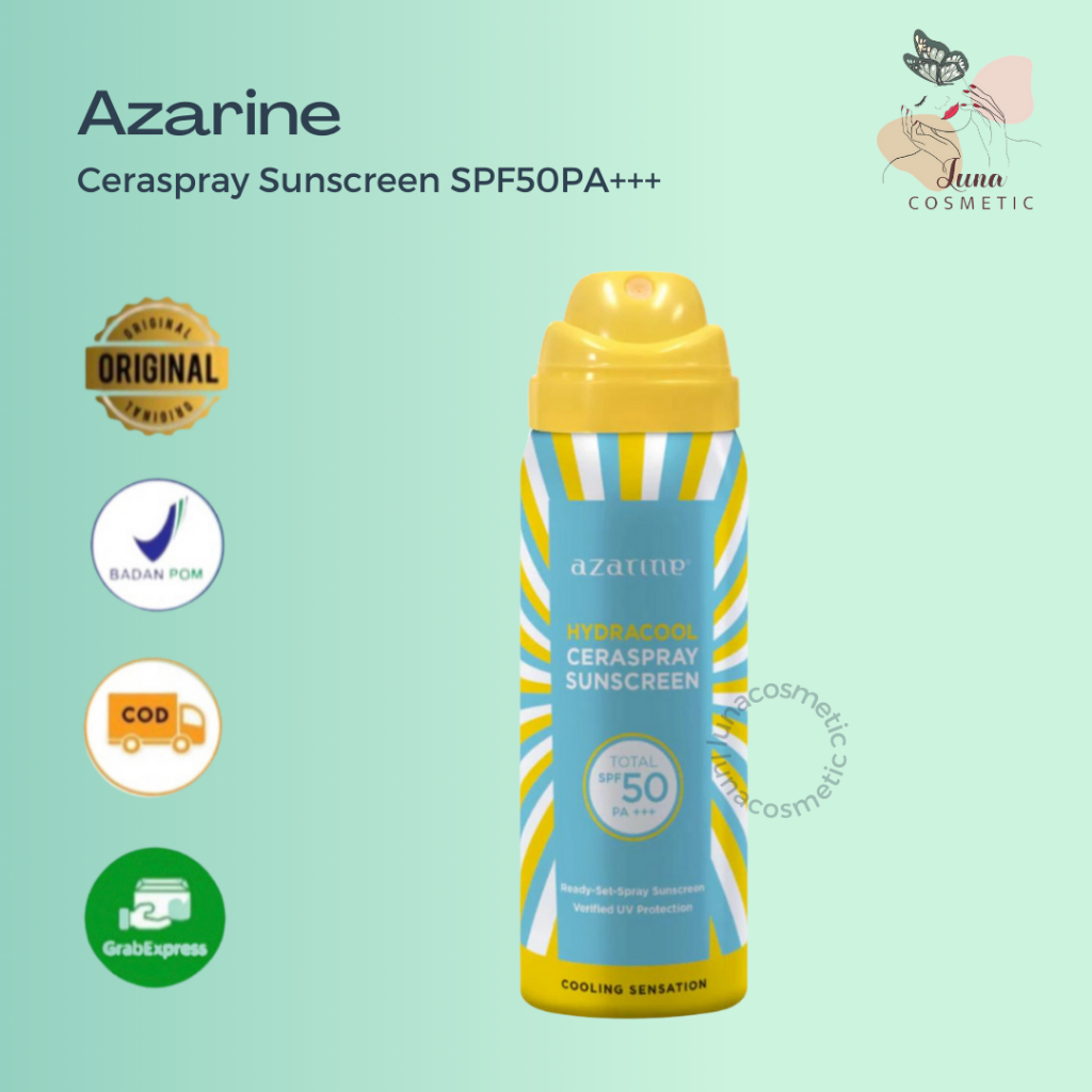 Jual AZARINE HYDRACOOL CERASPRAY SUNSCREEN SPF 50 (50 ML) | Shopee ...