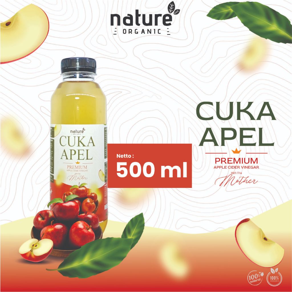 Jual NATURE ORGANIC CUKA APEL ORIGINAL 500 ML - DIET DETOKS - APPLE ...