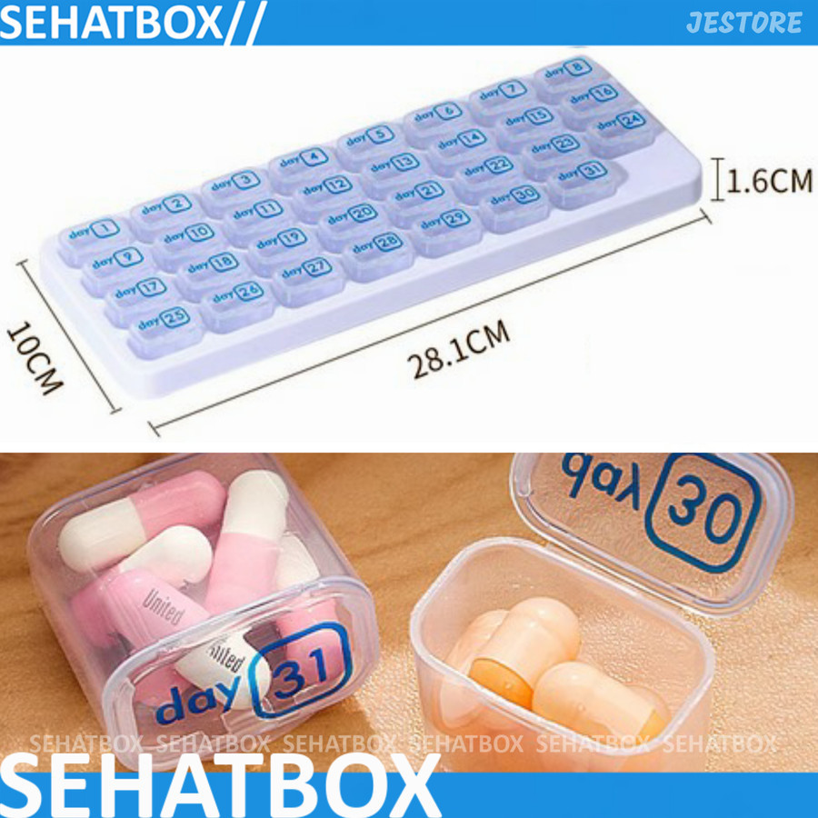 Jual KOTAK OBAT BULANAN 31 DAY PILL BOX VITAMIN MONTHLY DAILY HARIAN ...