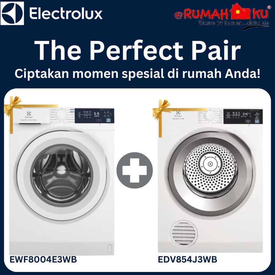 Jual ELECTROLUX Paket Perfect Pair Frontload EWF8004E3WB + Dryer ...