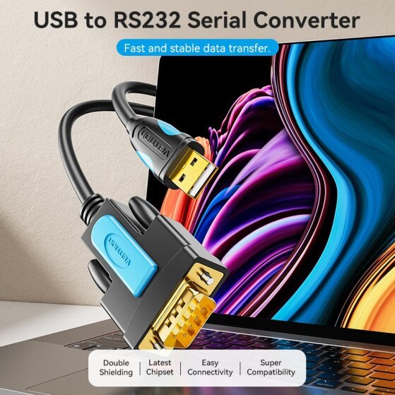 Jual Kabel Serial Converter USB A 2.0 to RS232 Vention DB 9 Pin High ...