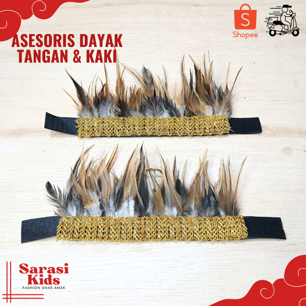 Jual Aksesoris bulu dayak gelang bulu dayak tangan dan kaki bulu adat ...