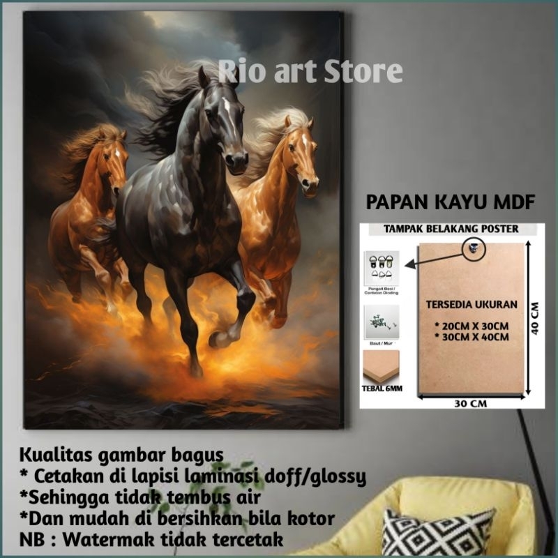 Jual Hiasan dinding poster lukisan kuda keren untuk walldekor atau ...