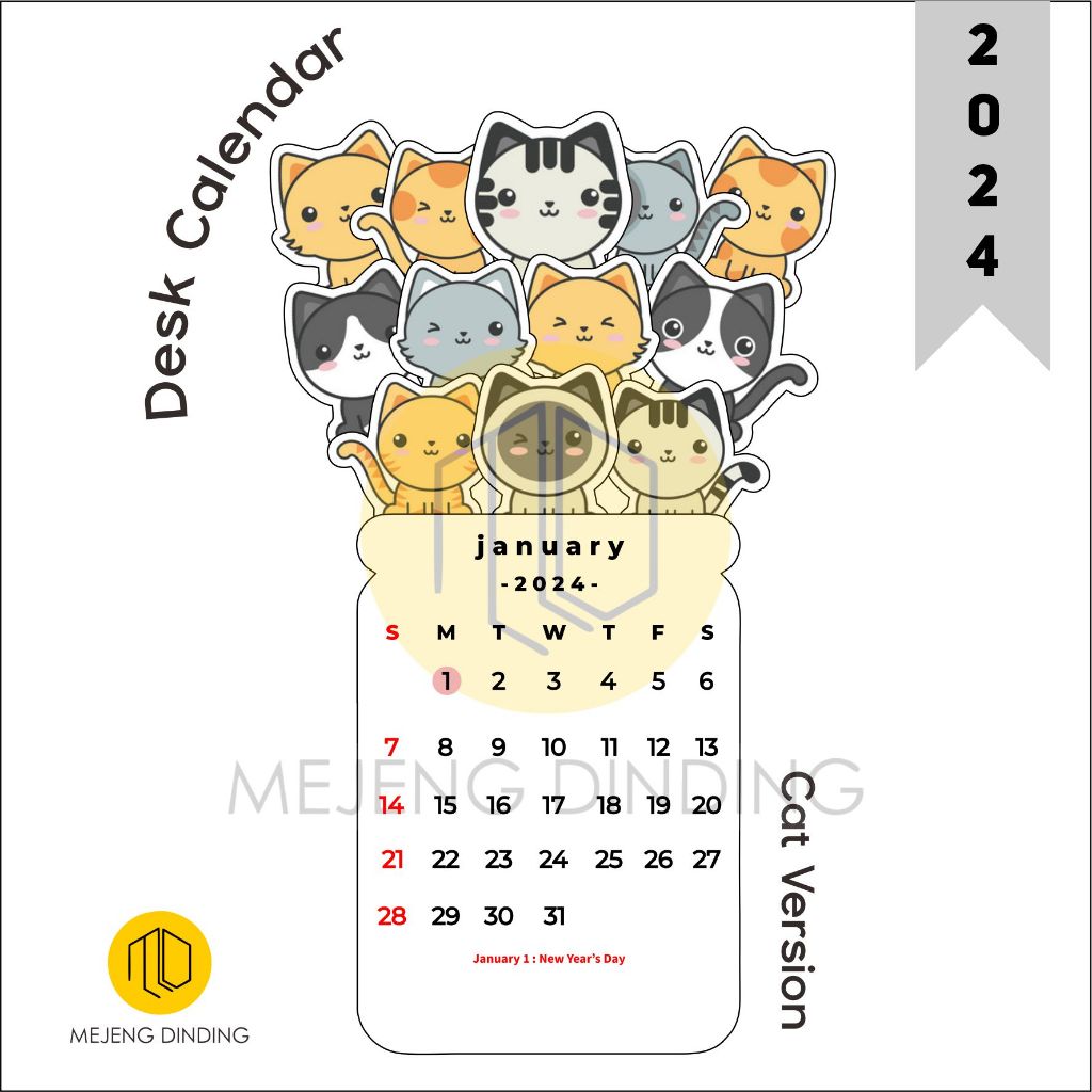 Jual KALENDER 2024 DUDUK AESTHETIC - KALENDER MEJA ESTETIK MOTIF KUCING ...