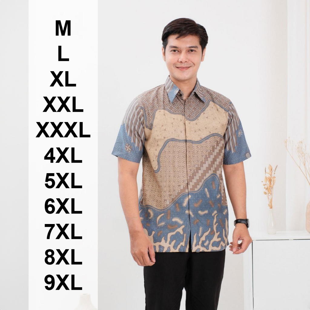 Jual Baju Batik Pria Jumbo Lengan Pendek M L XL XXL XXXL 4XL 5XL 6XL 7XL 8XL 9XL Katun Prima ...