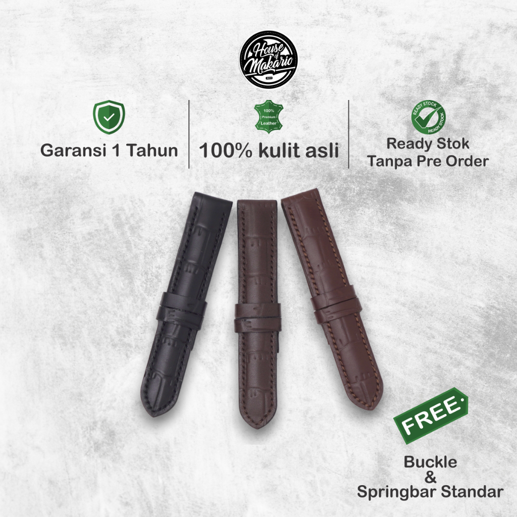 Jual Strap Tali Kalep Jam Tangan Kulit motif croco gelap ukuran 18 20 ...