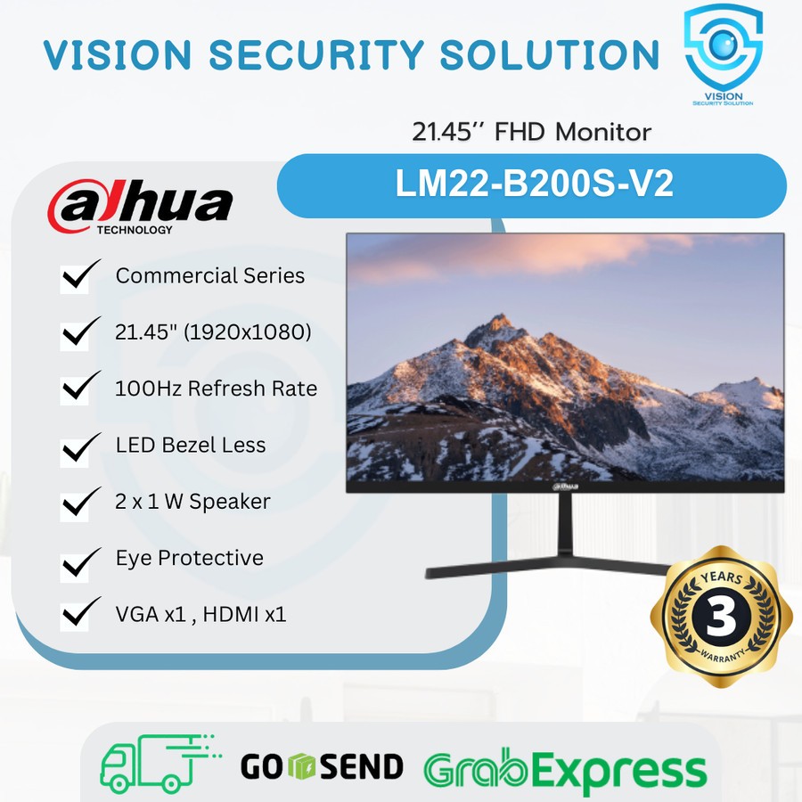 Jual Dahua Monitor LM22-B200S-V2 LED Dahua 22 inch FHD VGA HDMI Speaker For CCTV - Garansi Resmi ...