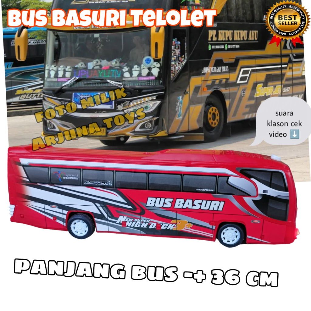Jual (BISA COD) Mainan Mobil Bus Basuri TELOLET Ada Musik dan Lampu ...