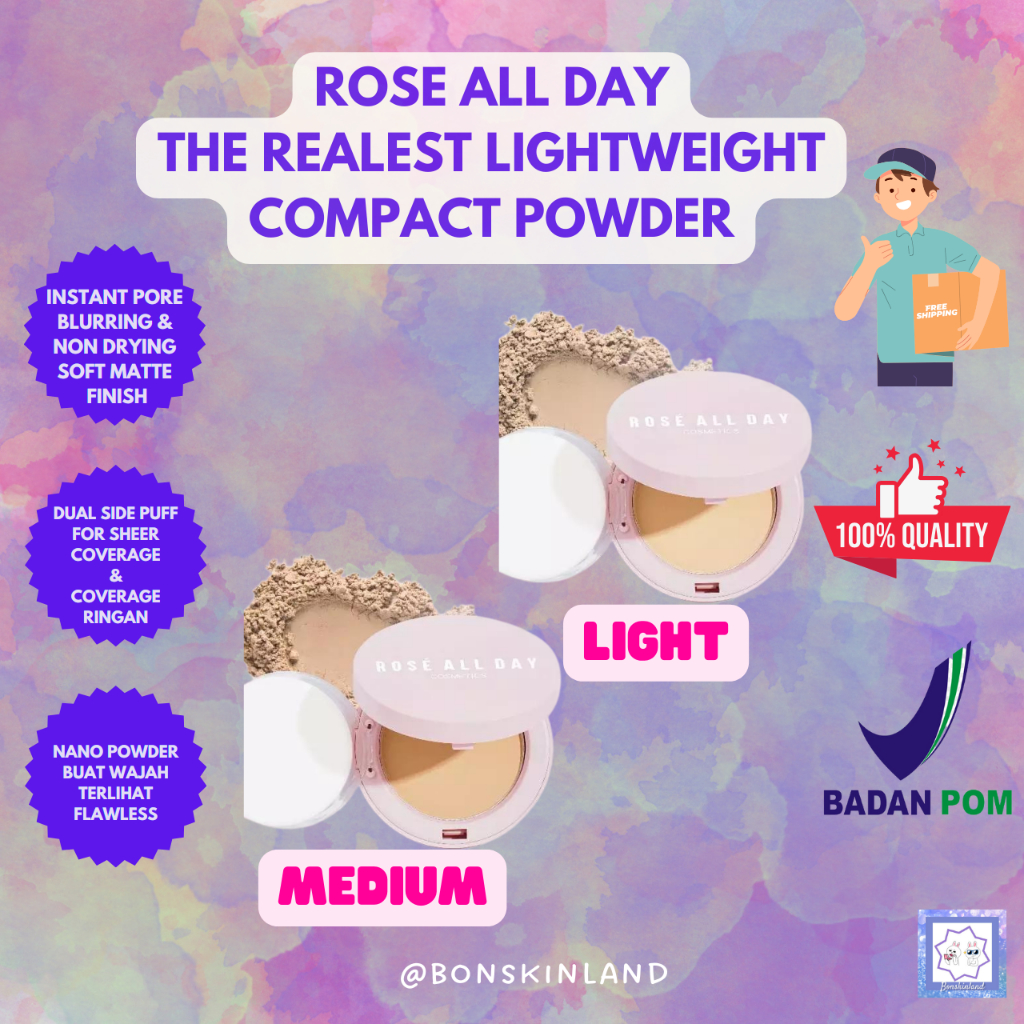 Jual Ready‼️ Rose All Day The Realest Lightweight Compact Powder Shade ...