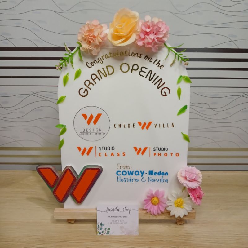 Jual papan bunga akrilik bentuk dome / ucapan selamat grand opening ...