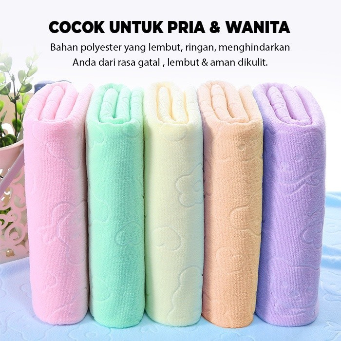 Jual Handuk Mandi Microfiber Polos Emboss Ukuran 70x140 / handuk anak ...