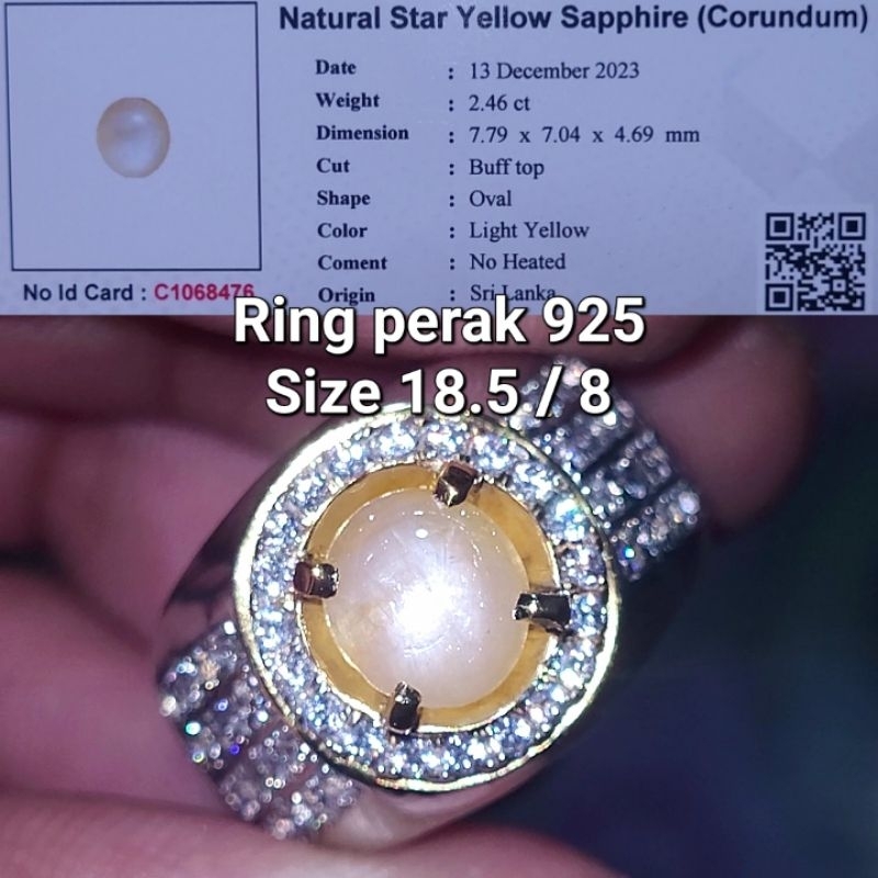 Jual Natural yellow sapphire star ceylon srilanka Safir yakut kuning ...