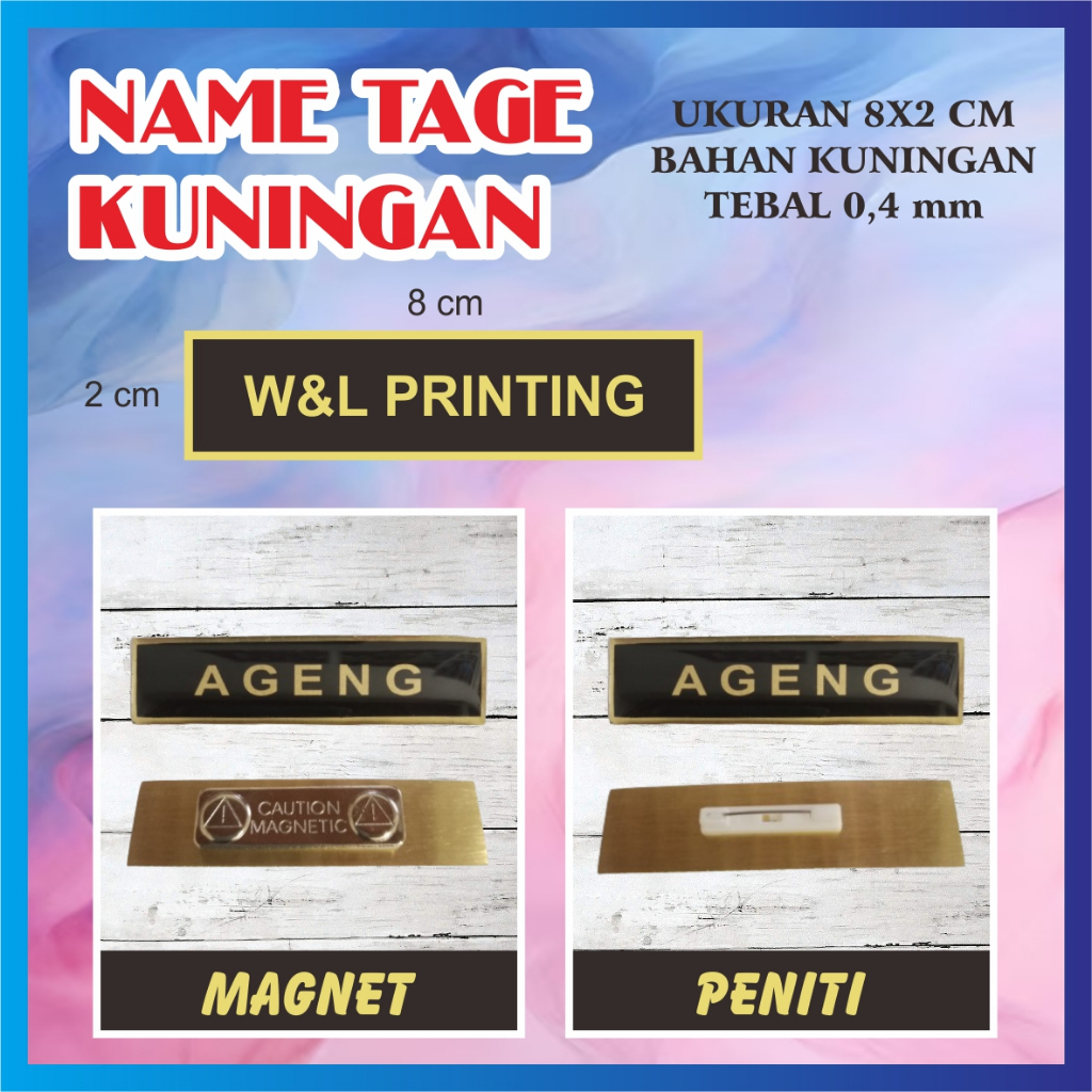Jual Name Tag / Nametag / Papan Nama / Nama Dada Magnet / Peniti Bahan ...