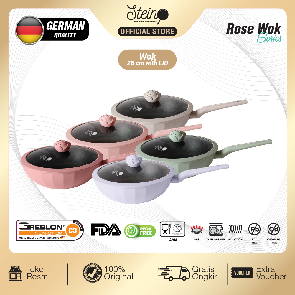 Jual STEIN Rose Wok 28cm | Anti-Lengket | Granite German Coating Wok ...
