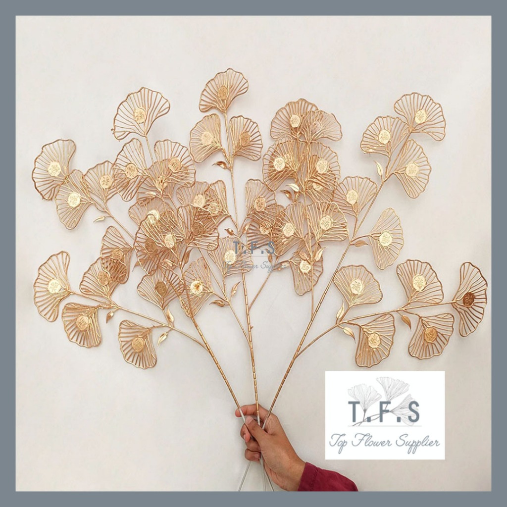 Jual Artificial Gold FU Ginkgo Bunga Kipas Emas Premium Imlek Chinese ...