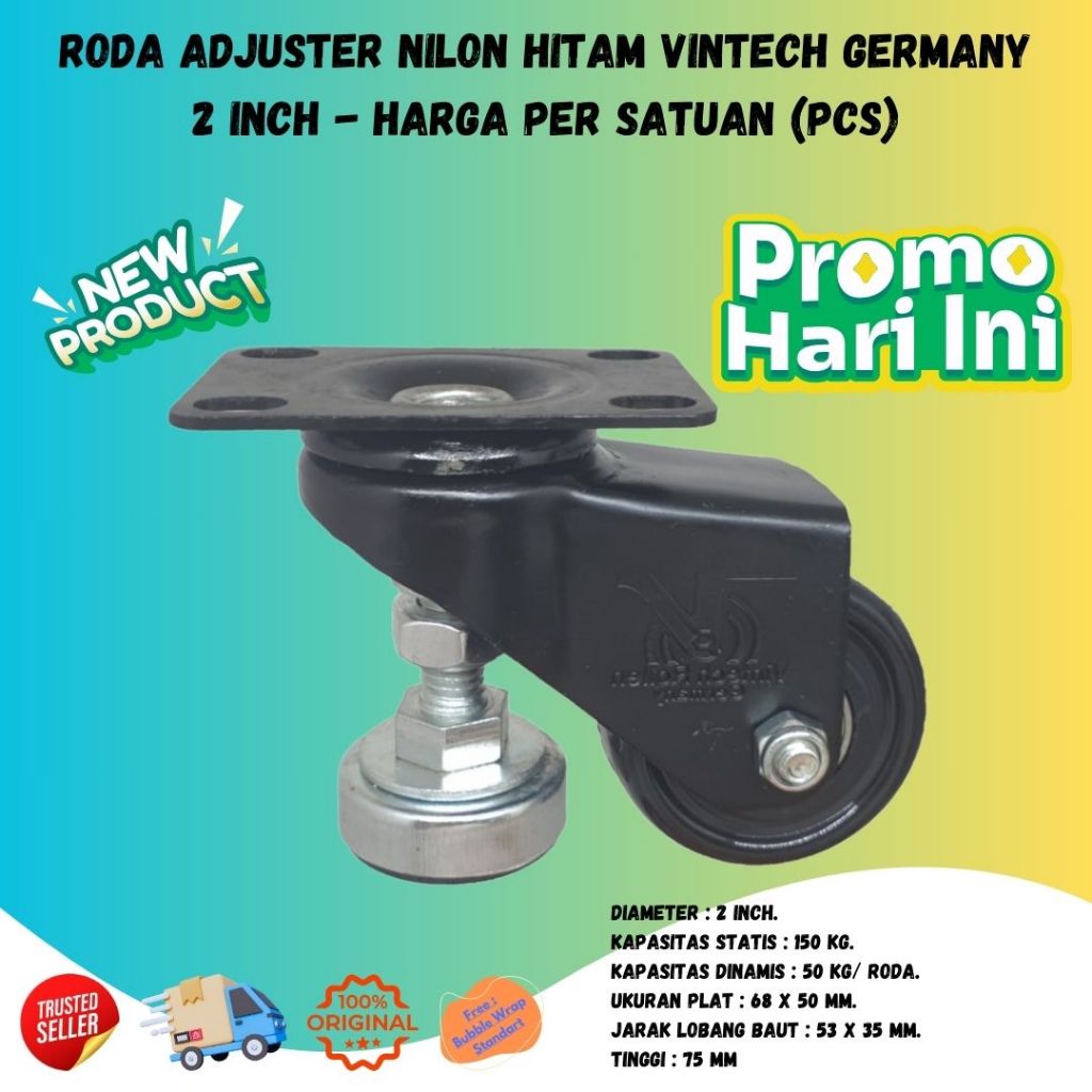Jual Roda 2 Inch 2 In 1 Adjuster Nilon Hitam Vintech Germany Kuat Murah ...