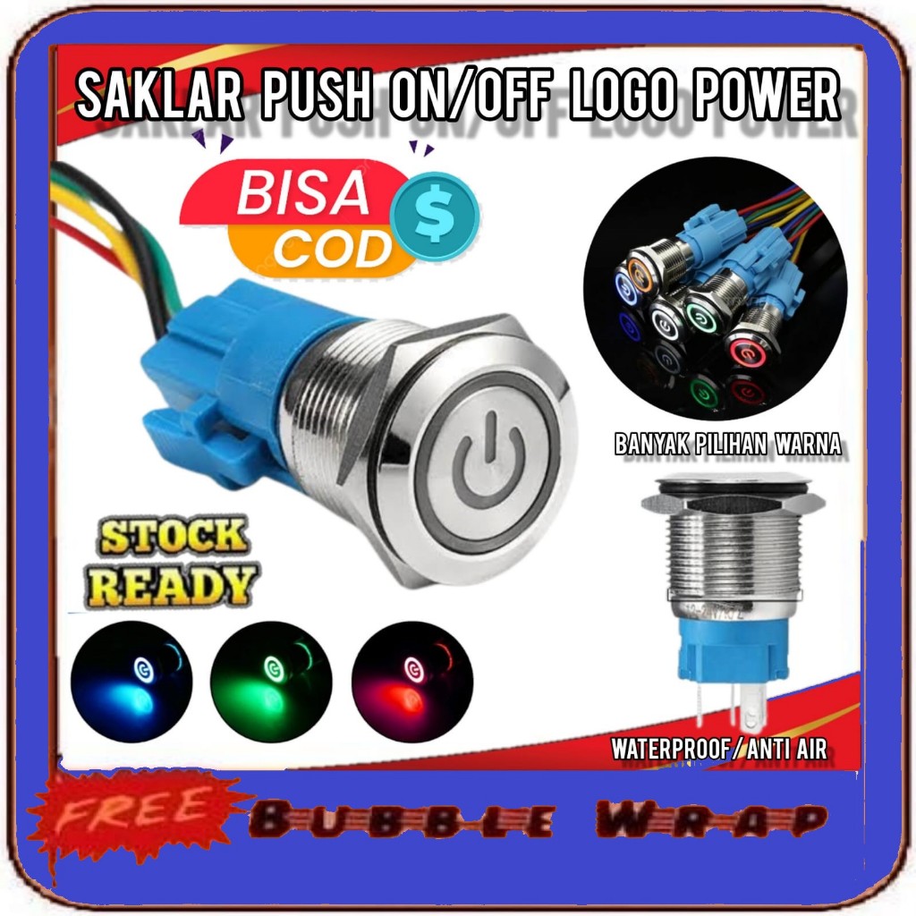 Jual Saklar On Off LED Stainless Push Button Waterproof Tombol Switch on of | Shopee Indonesia