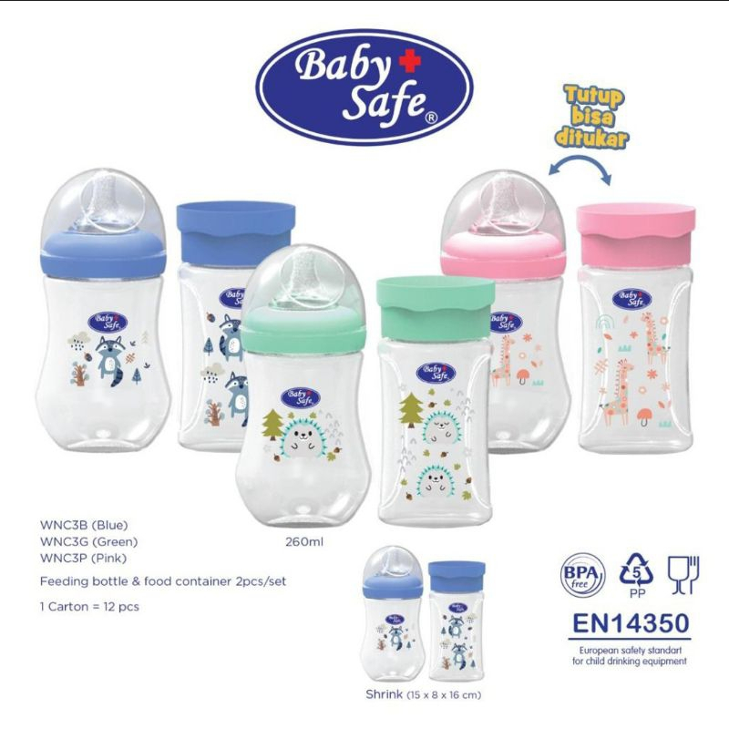 Jual BABY SAFE BOTOL WIDE NECK + CONTAINER WNC3 | Shopee Indonesia