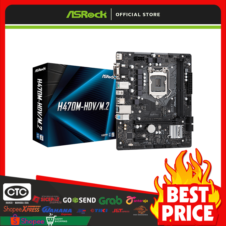 Jual Motherboard ASRock H470M-HDV/M.2 (Intel LGA 1200, Gen 10) | Shopee Indonesia