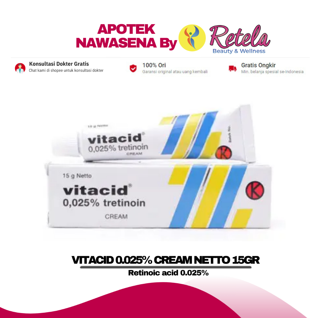 Jual VITACID 0.025% CREAM 15GR ( Retinoic acid 0.025% ) | Shopee Indonesia
