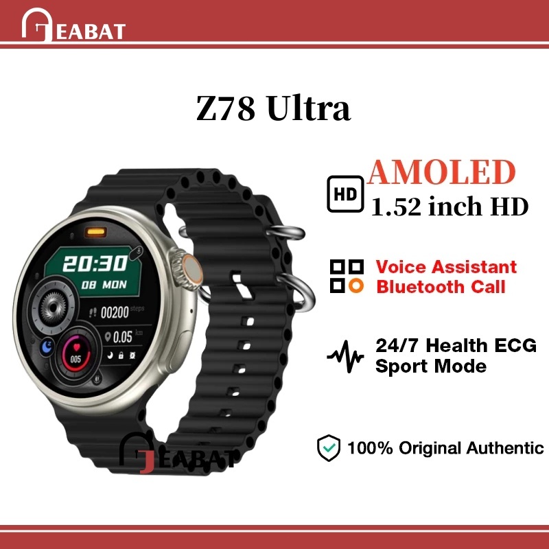 Jual AMOLED Z78 Ultra Smart Watch Round 1.52 inch Screen Compass NFC ...