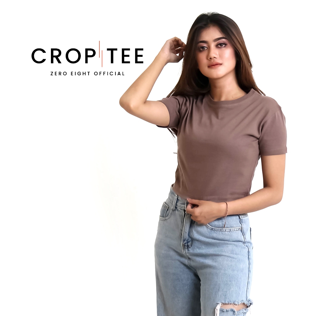 Jual Kaos Crop Top Polos Coklat Dark | Shopee Indonesia