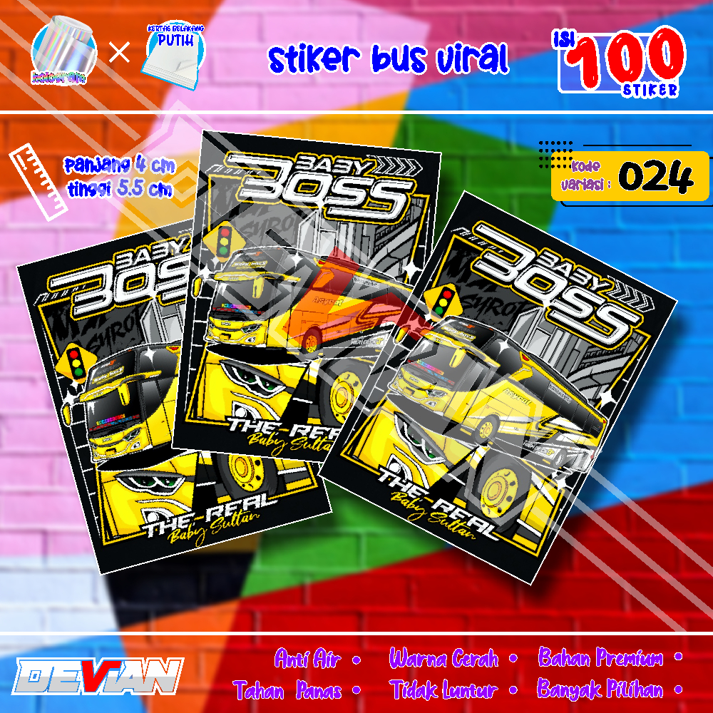 Jual isi 100 stiker bus viral | kids panda 2 black angel ve-gass ...
