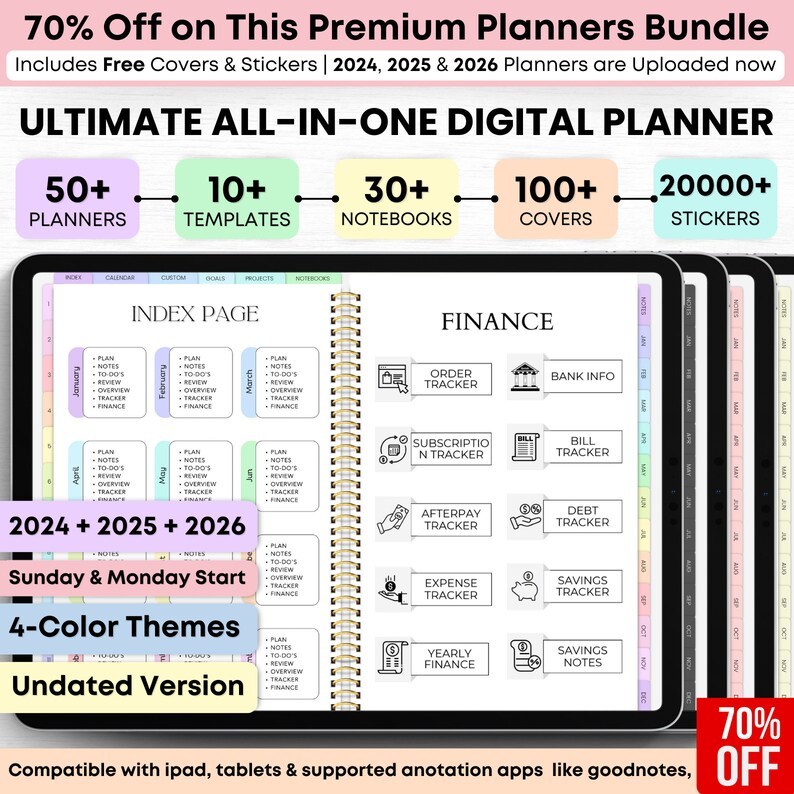 Jual Digital Planner tahun 2024,2025 & 2026 dan Undated (Super Lengkap ...
