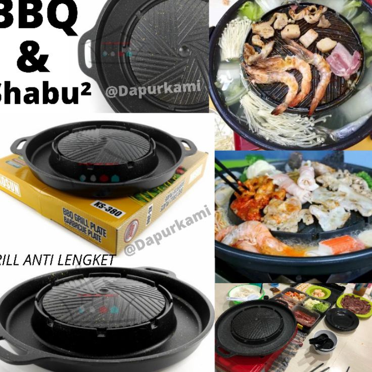 Jual Terbaru Panggangan BBQ Grill Plate Panci Shabu 2in 1 Bulgogi BBQ ...