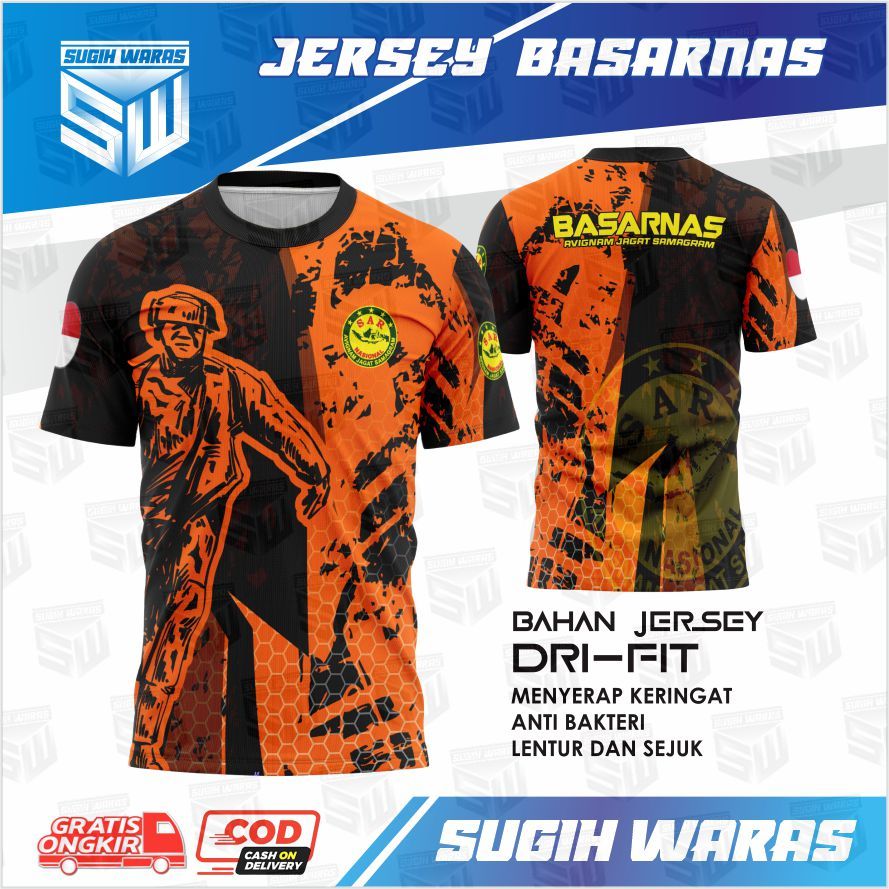 Jual JERSEY BASARNAS / KAOS DRIFIT SAR / LENGAN PENDEK Baju olahraga ...