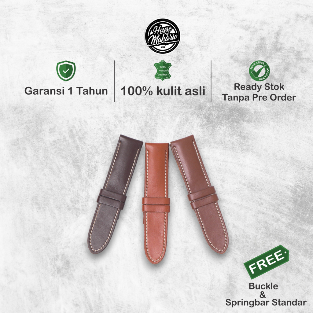 Jual Strap Tali Kalep Jam Tangan Kulit coklat tua putih ukuran 18 20 22 ...