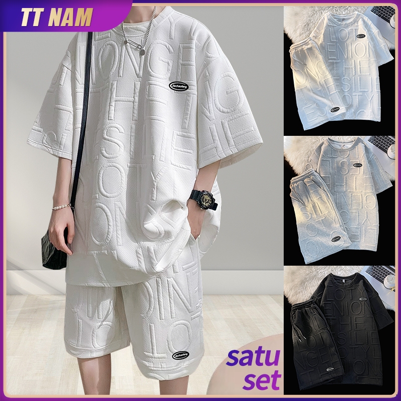 Jual Baju Set Pria Distro Baju Setelan Pria kekinian Korea Kaos ...