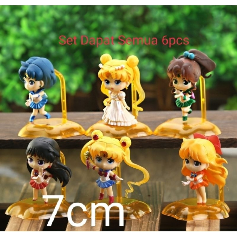 Jual Sailor Moon Figure Set 6 Mainan Pajangan Miniatur Hiasan Topper ...