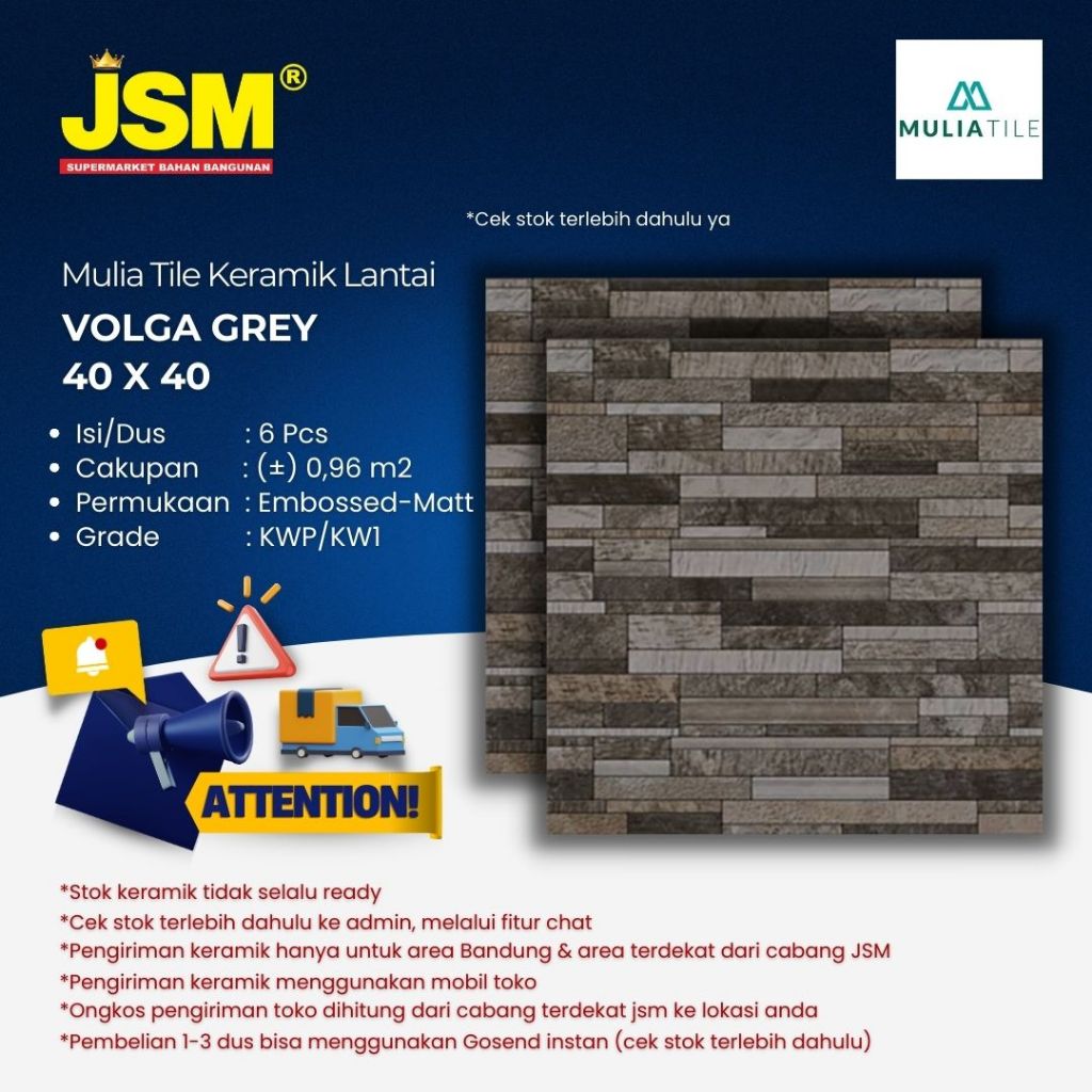 Jual Mulia Tile Keramik Lantai Volga Grey / Abu Matt 40x40 - JSM ...