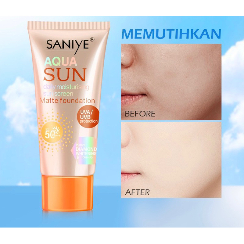 Jual 🩷SANIYE🩷 Aqua Sun Daily Moisturising Sunscreen Matte Foundation ...