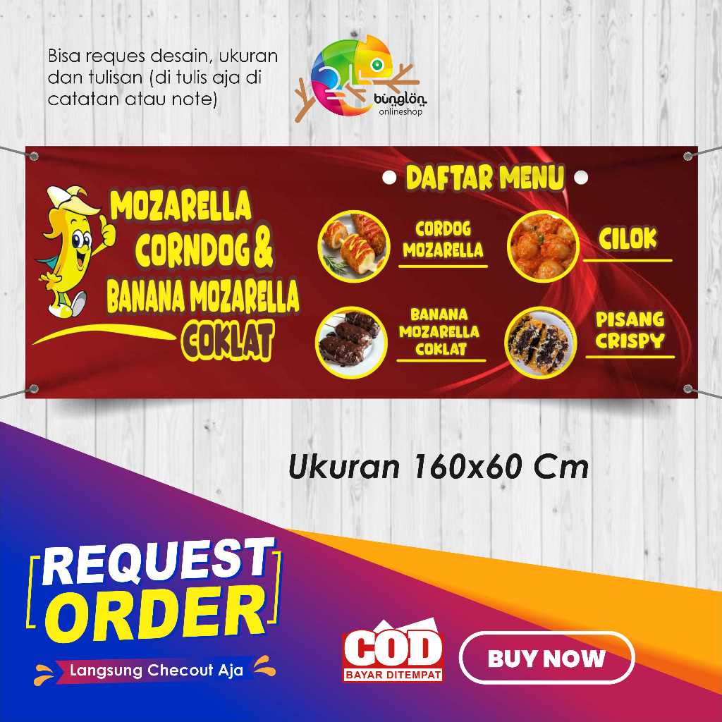 Jual Spanduk 160x60 Banner Corndog Mozarella Banana Crispy Custom ...