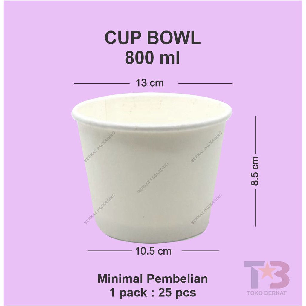 Jual Cup Bowl 800ml 27oz STARPACK TANPA TUTUP / Paper Bowl 800ml 27oz ...