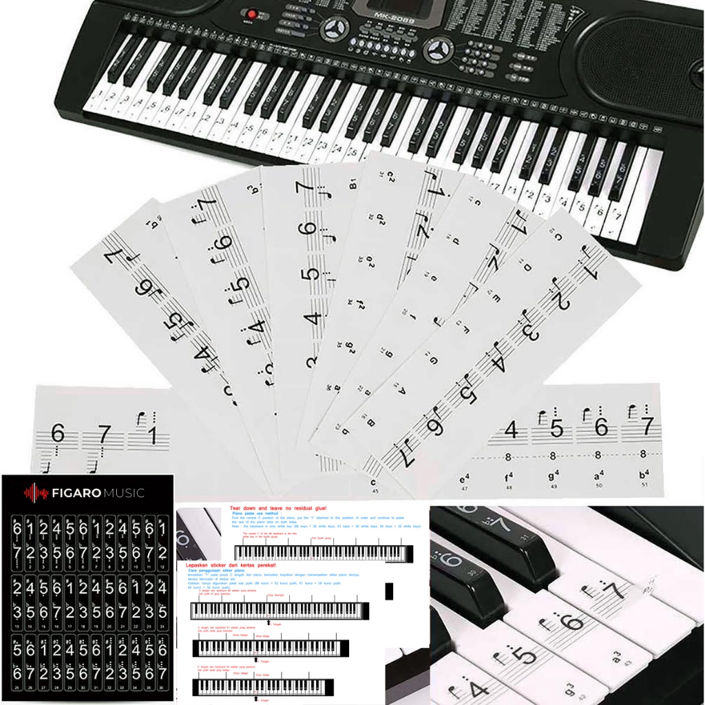 Jual Stiker Label Tuts Piano Keyboard sticker Notasi Angka | Shopee ...