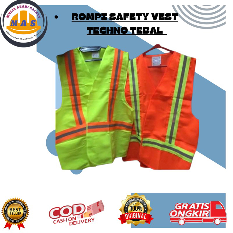 Jual ROMPI VEST TECHNO TEBAL / Rompi Safety POLYESTER TEBAL NYAMAN ...