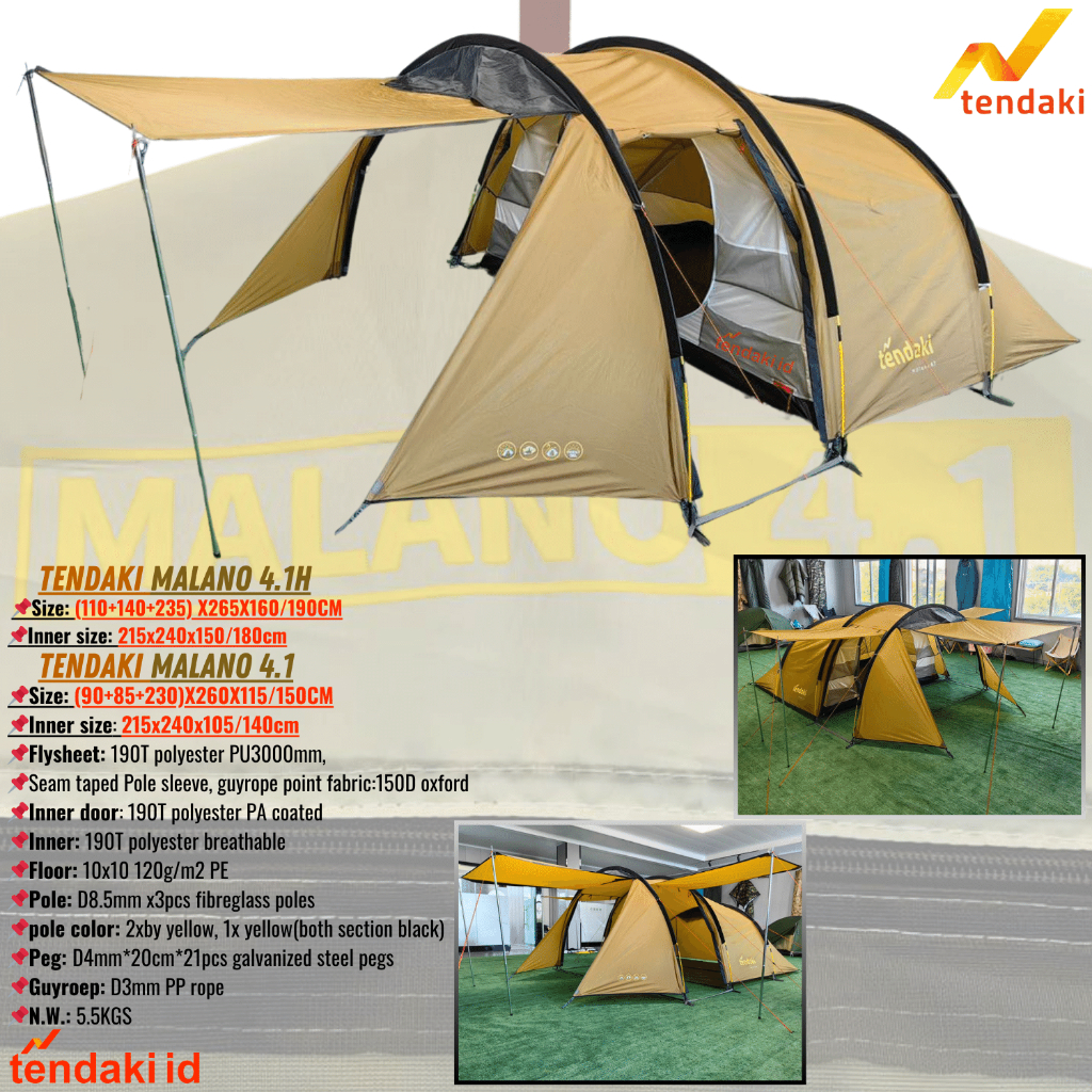 Jual Tendaki Malano 4.1H / Tenda Camping Family 4-5 Orang / Tenda ...