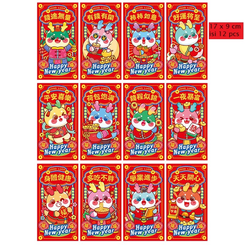 Jual Angpao Imlek 2024 Tahun Naga Angpao Tulisan Hoki Amplop Merah ...