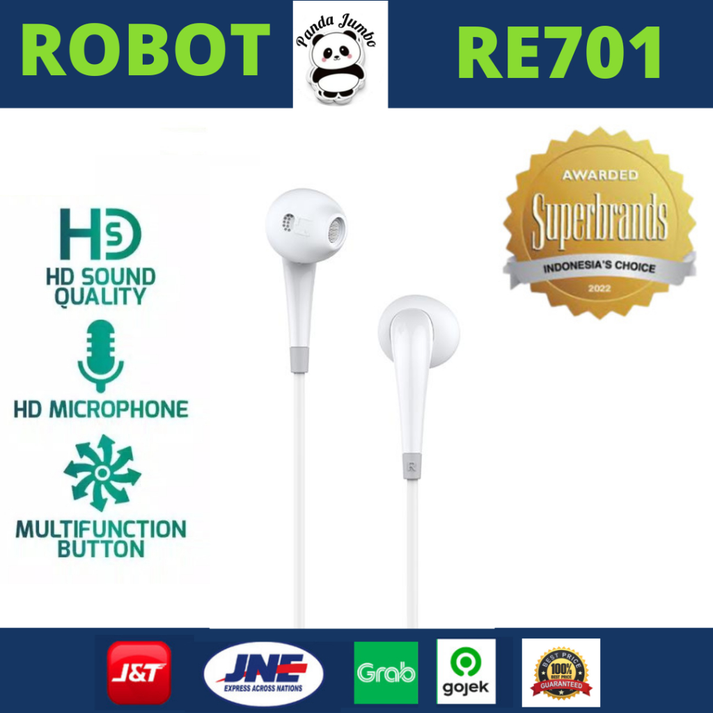 Jual headset ROBOT RE701 soft in-ear 3.5mm wired - Putih (PJ) | Shopee ...