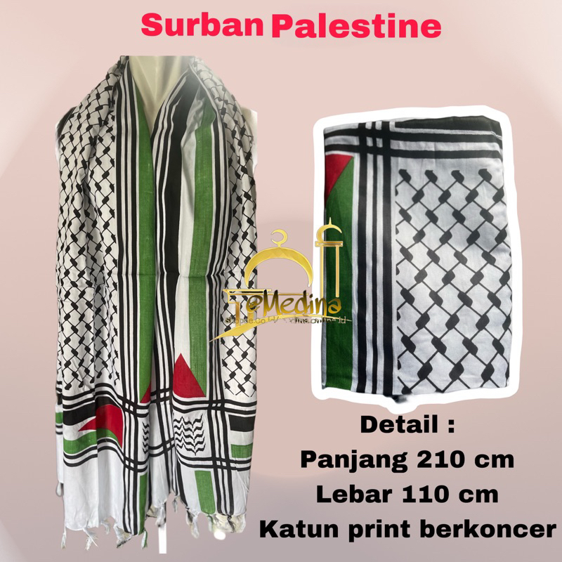 Jual surban / Sorban Palestine al aqsa katun print/ Syal Palestine ...