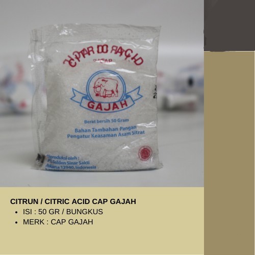 Jual Citric Acid / Citrun Cap Gajah 50 gram | Shopee Indonesia